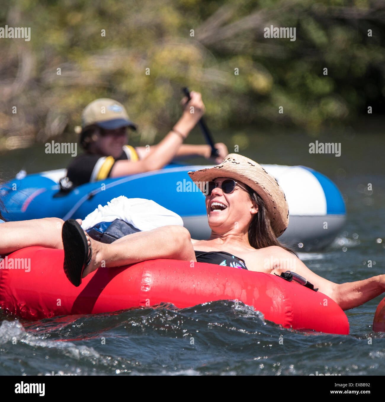 Floating the Boise River, People having fun tubing the River. Boise ...