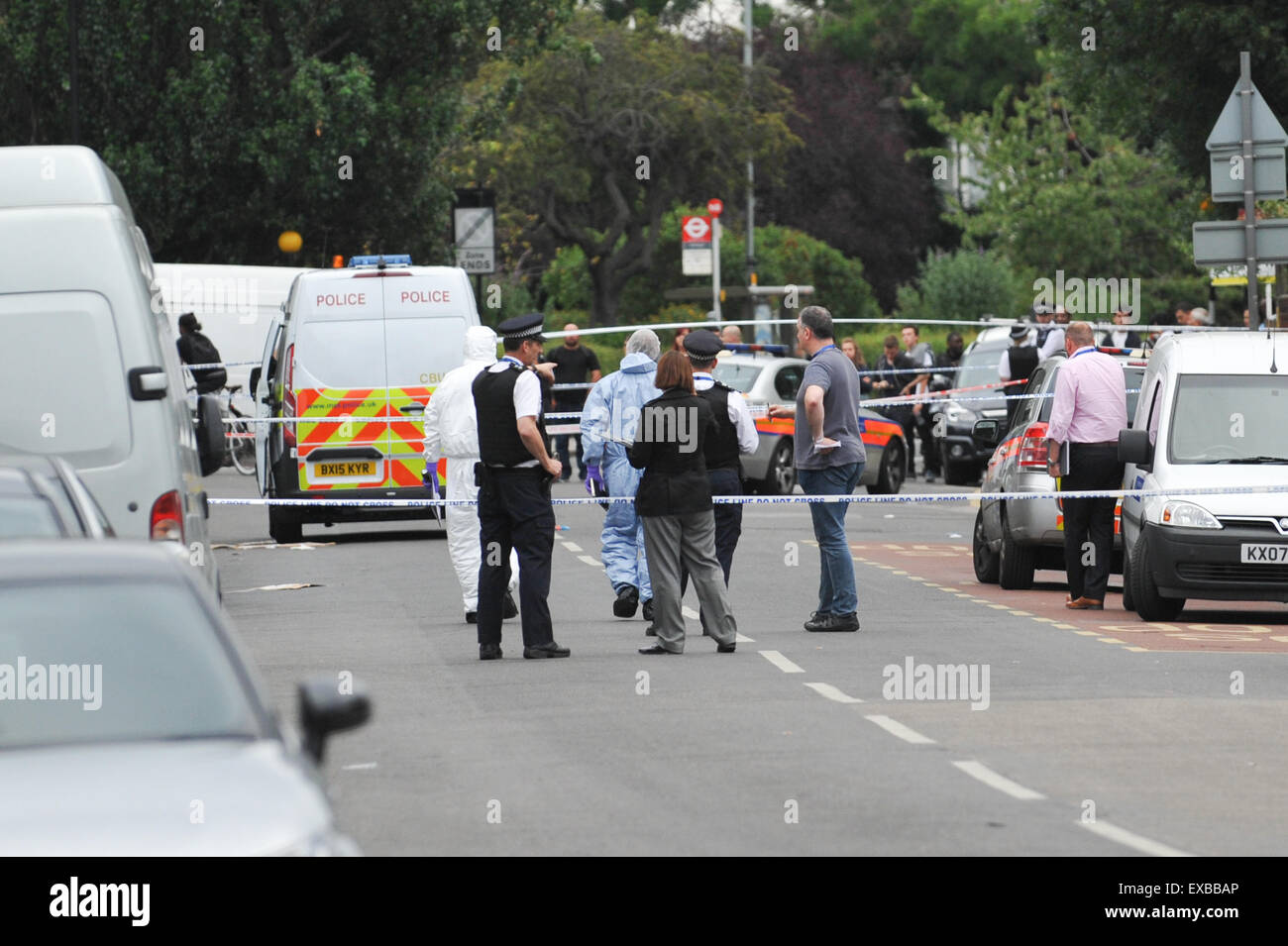 Wood Green, London, UK. July 2015. Police officers and scene of the ...