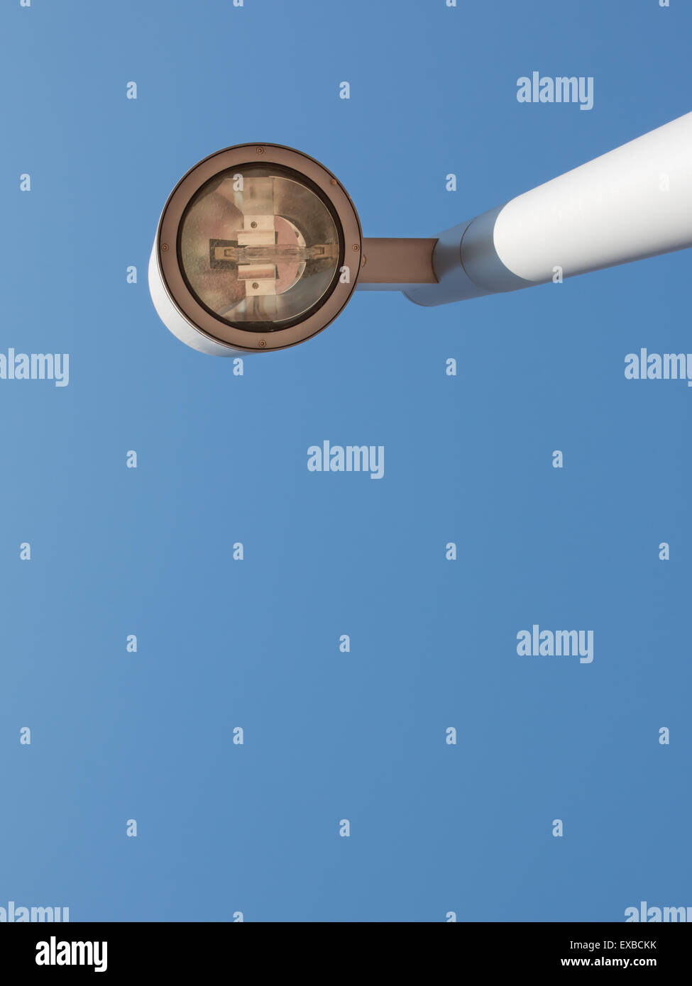 modern street lamp with blue sky in background, public lighting bottom ...