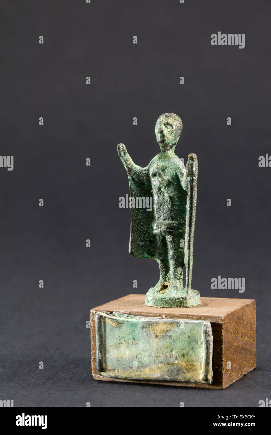 Chieftain praying with cloak and stick, bronze figurine Stock Photo - Alamy