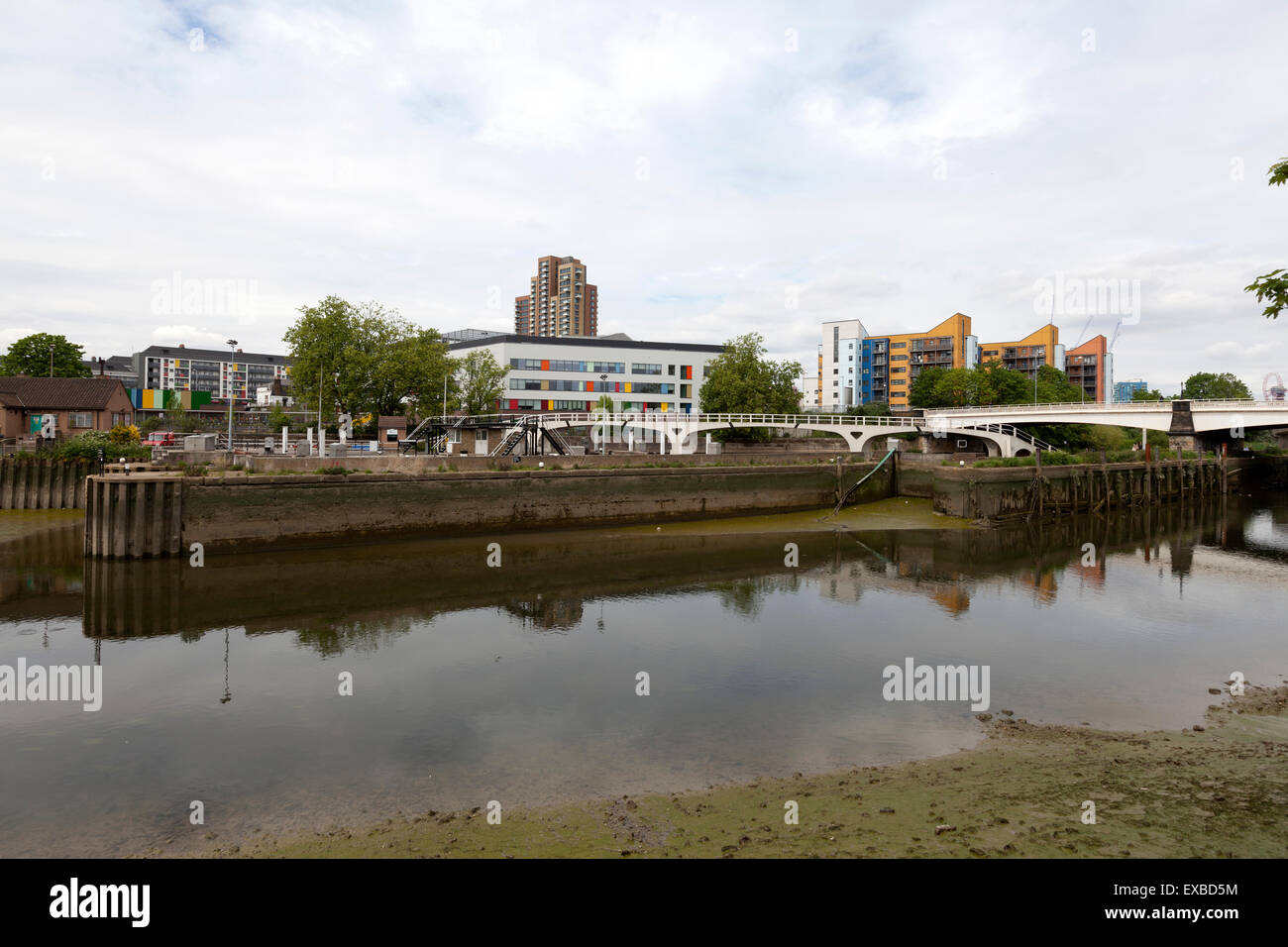 Bow Locks and Lee river, East London, England, UK Stock Photo - Alamy