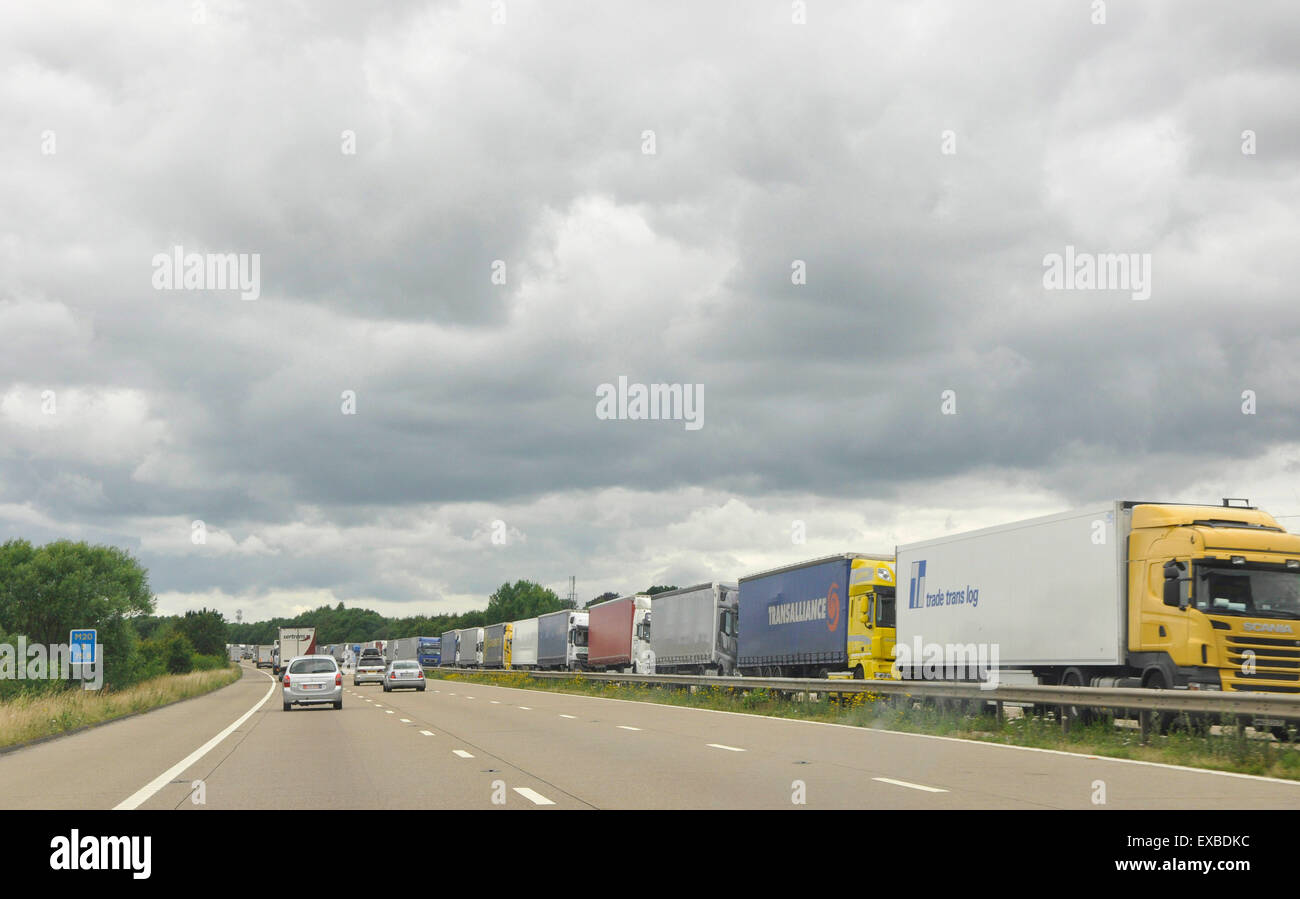 Lorry stack motorway hi-res stock photography and images - Alamy