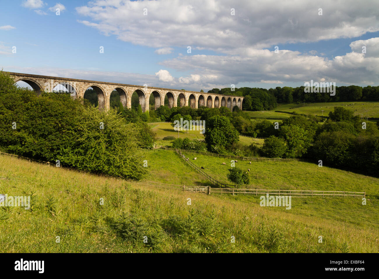 Looking across the valley to the Cefn railway viaduct at Ty Mawr ...