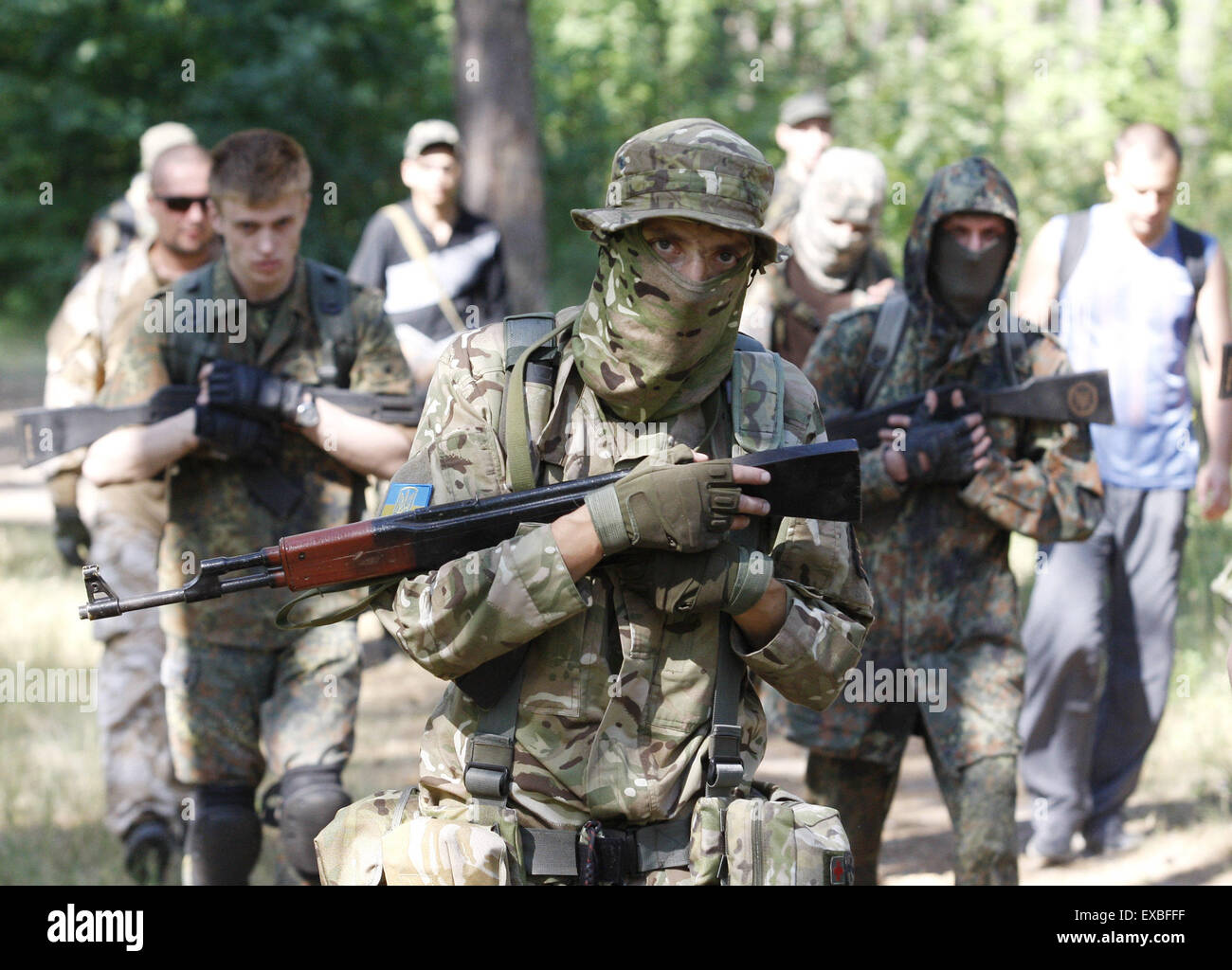 July 10, 2015 - Kiev, Ukraine - Ukrainians in military uniforms with ...