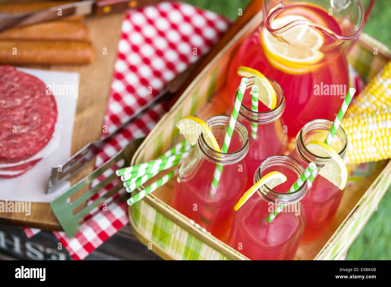 Summer picnic with small charcoal grill in the park Stock Photo - Alamy