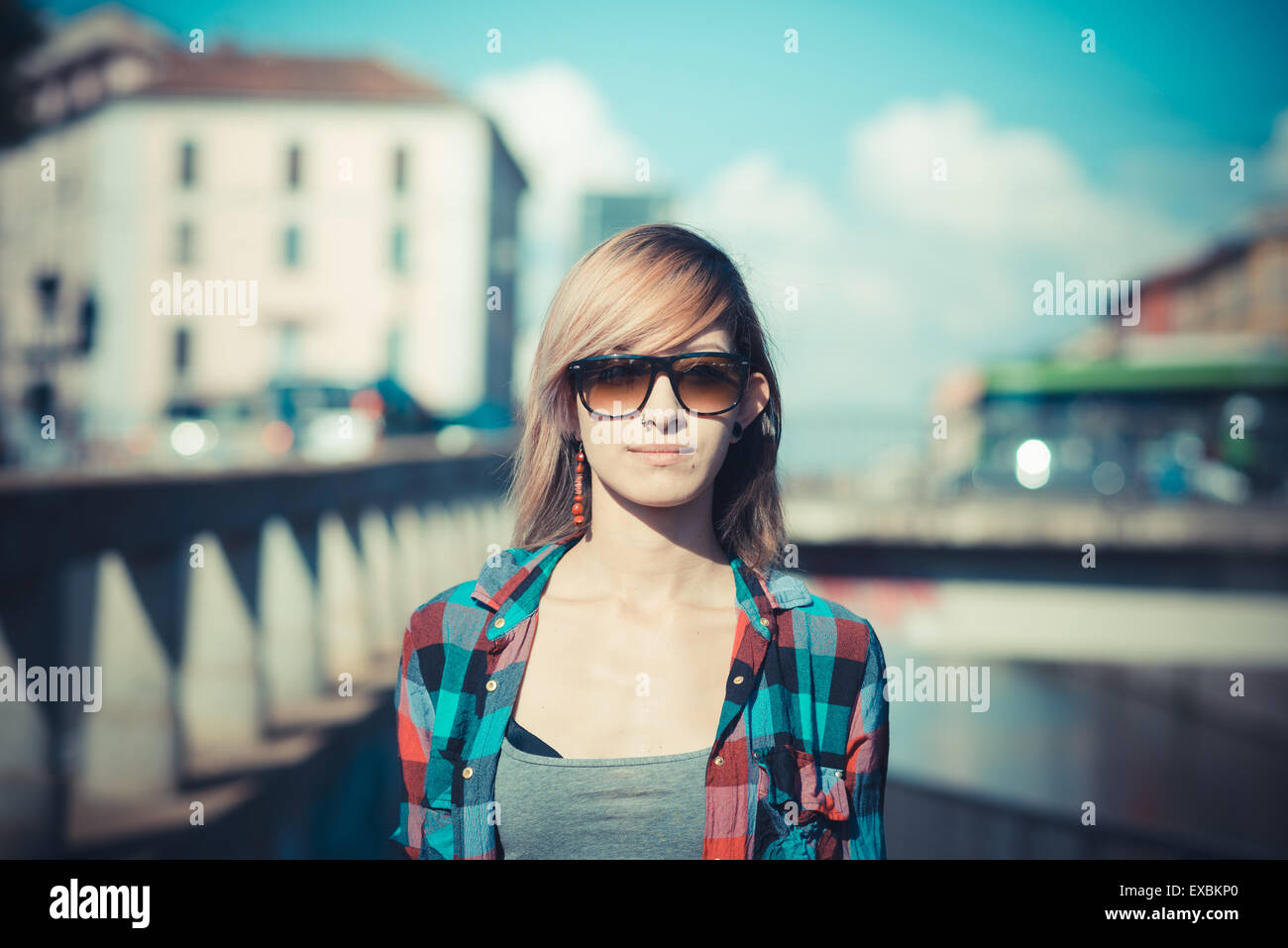 young beautiful model woman in the city Stock Photo - Alamy