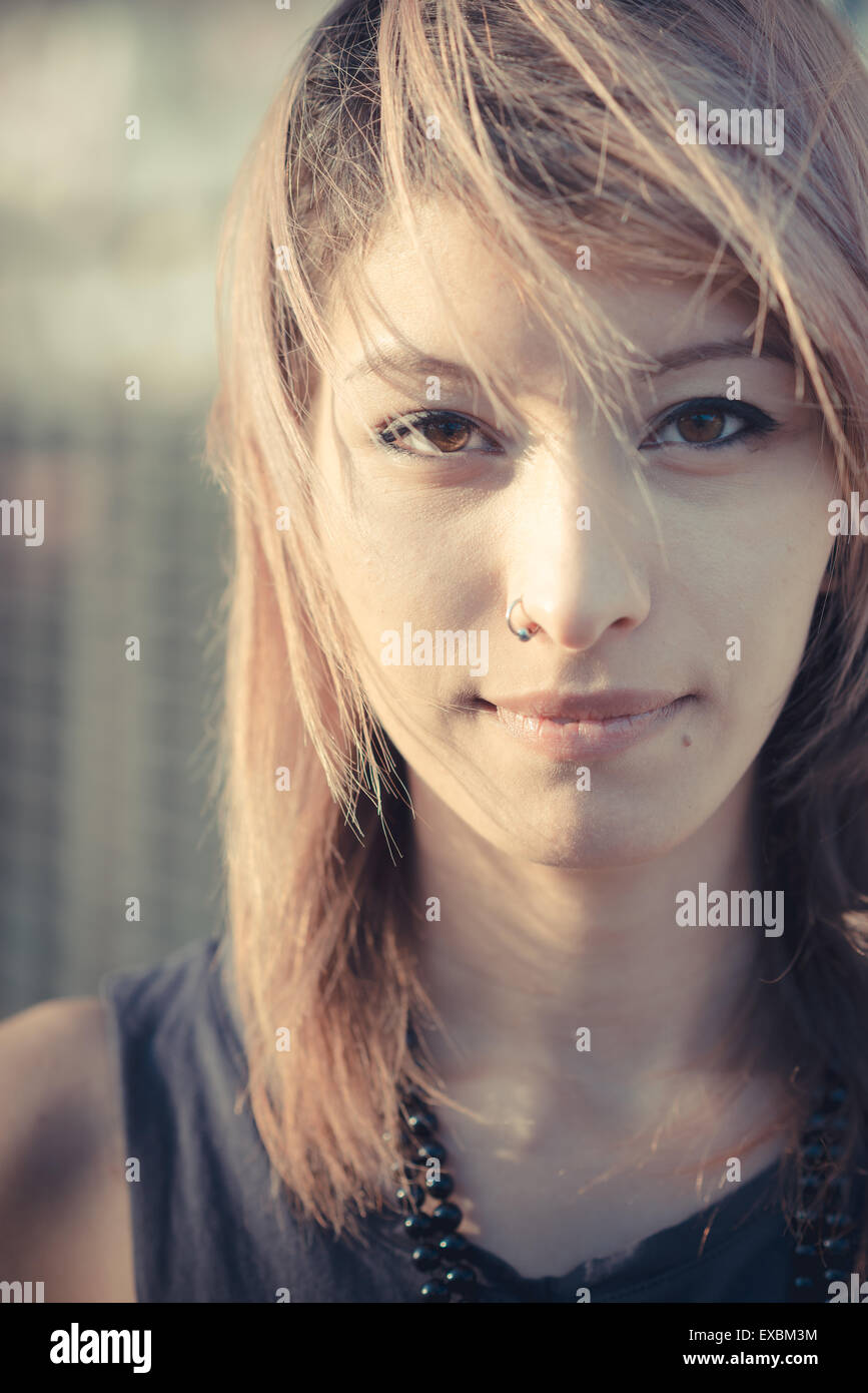 young beautiful model woman in the city Stock Photo - Alamy
