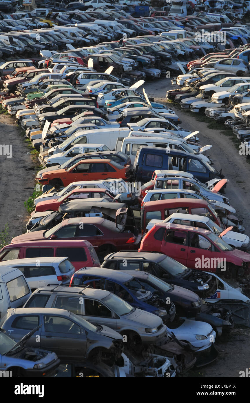 Old Junk Cars On Junkyard Stock Photo - Alamy