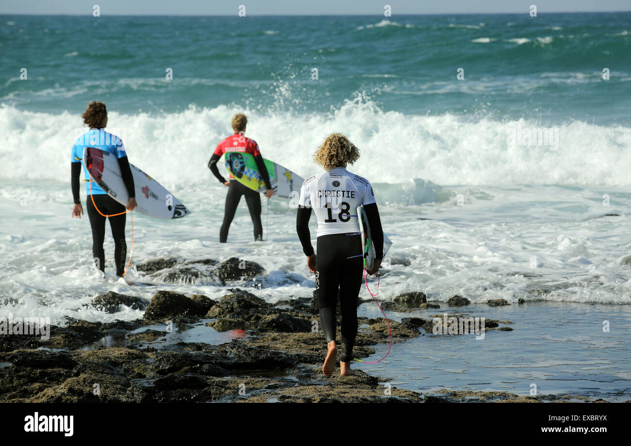 Professional surfers from left Jordy Smith, Bede Durbridge and Ricardo ...