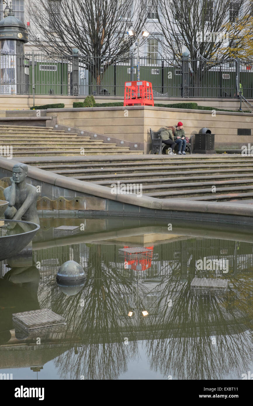 Pond and steps at Victoria Square in Birmingham, England Stock Photo ...
