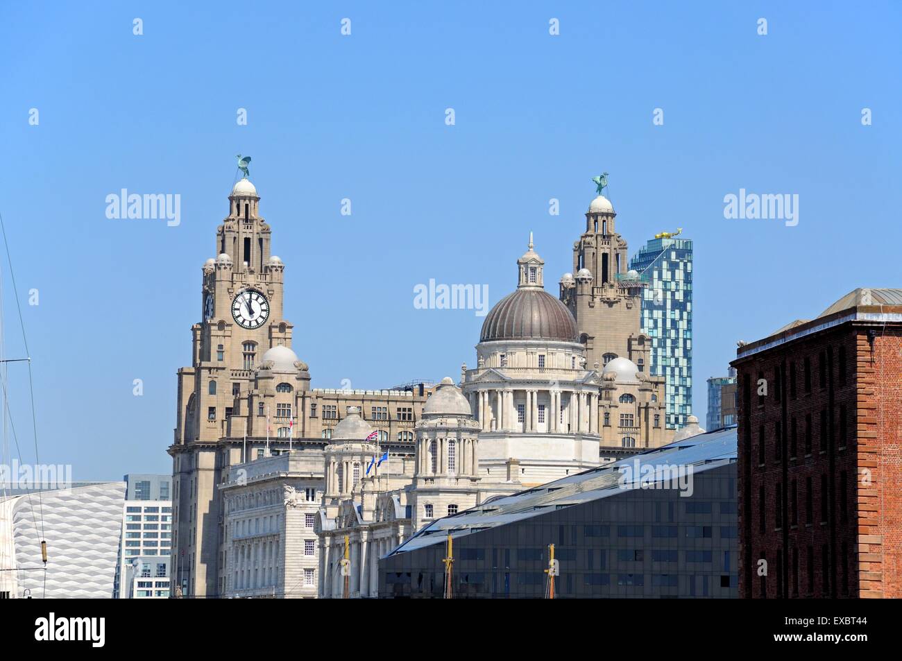 The Three Graces consisting of the Liver Building, Port of Liverpool ...