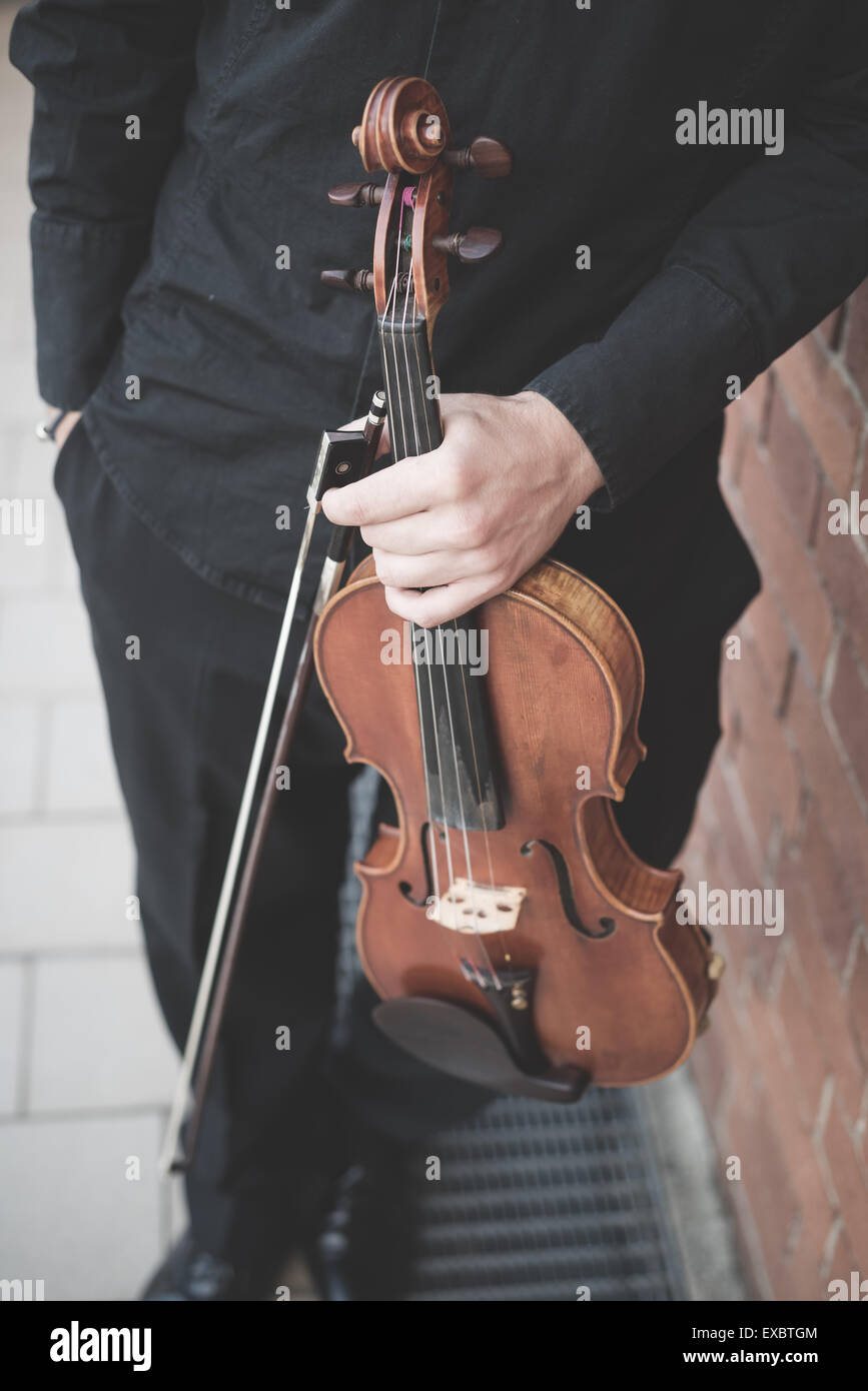 young handsome blonde italian violinist Stock Photo - Alamy