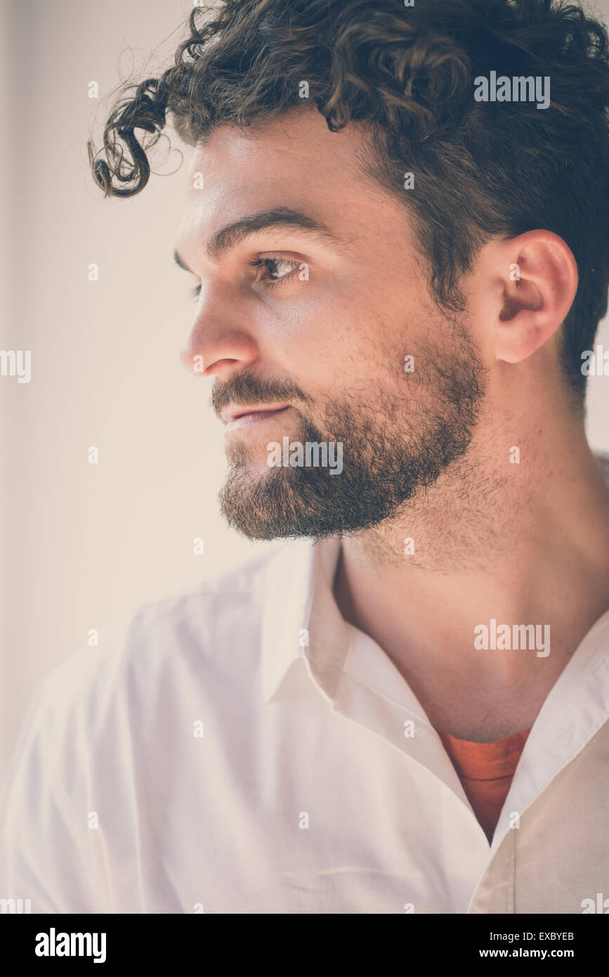 handsome hipster modern man at home Stock Photo - Alamy