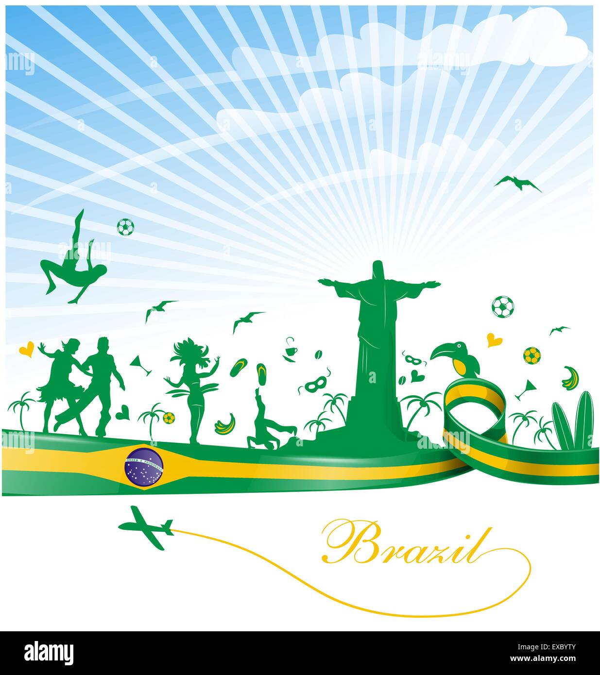 brazil background with flag and symbol Stock Vector Image & Art - Alamy