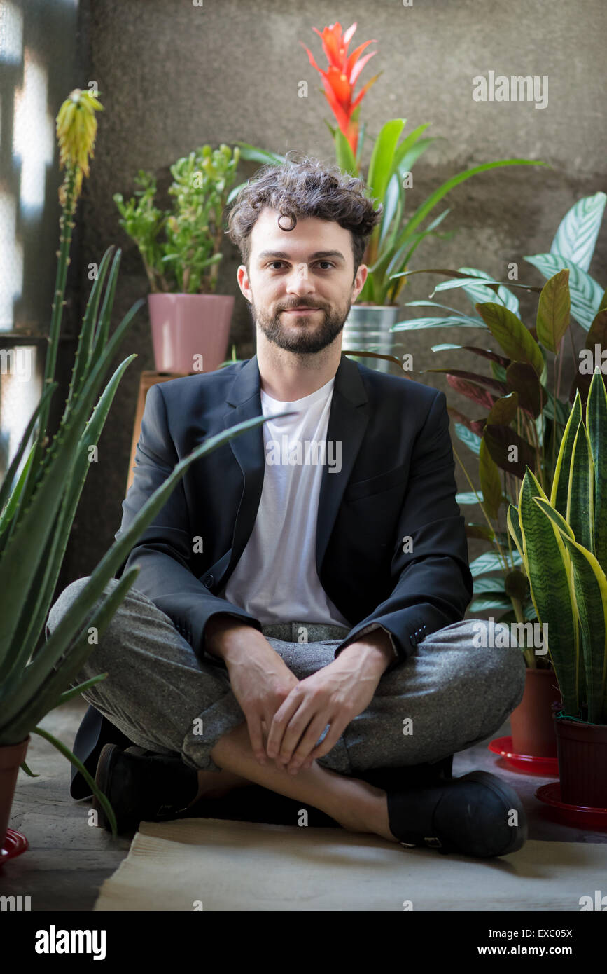 handsome hipster modern man at home Stock Photo - Alamy