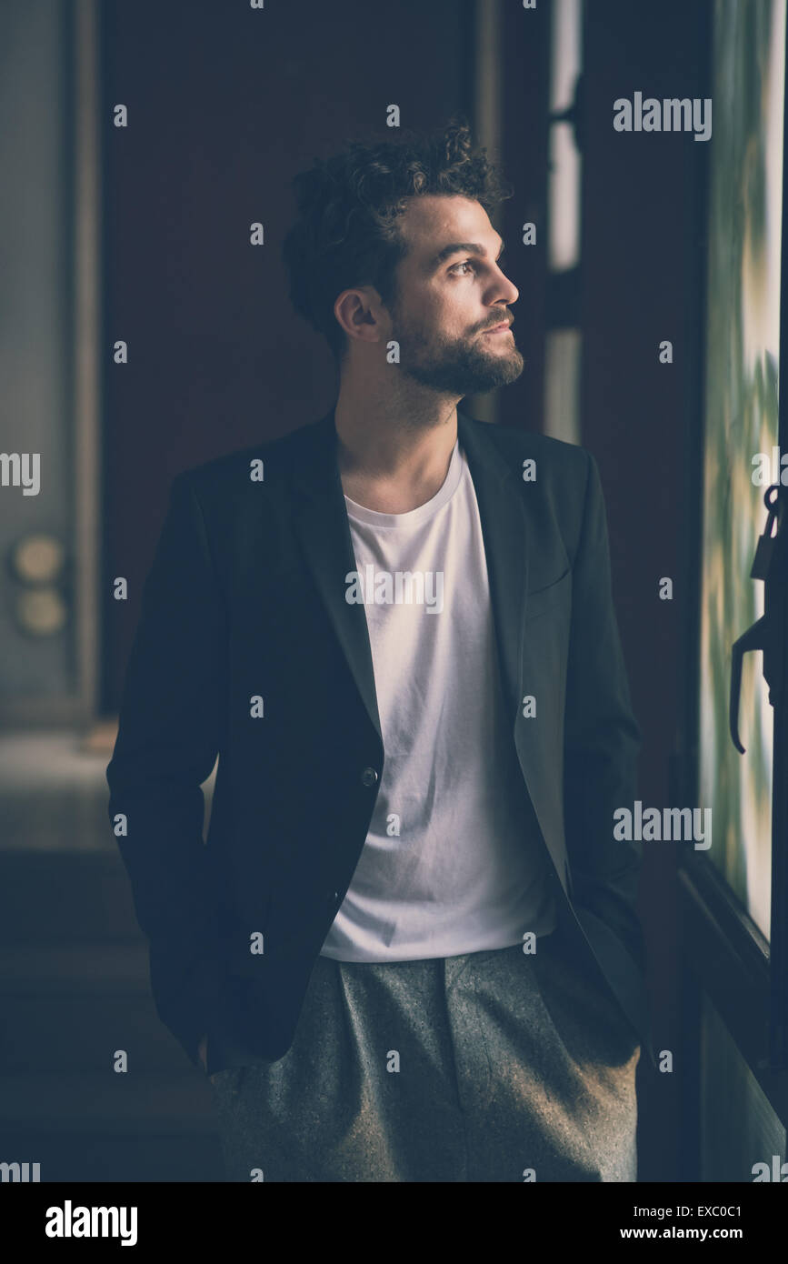 handsome hipster modern man at home Stock Photo - Alamy