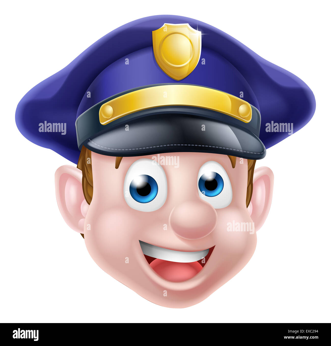 An illustration of a cute cartoon police man character mascot face ...