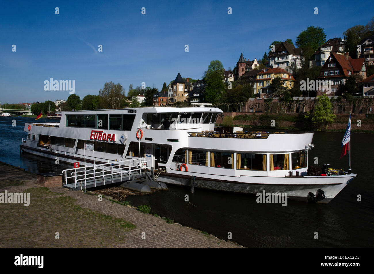 pleasure boat river neckar heidelberg germany Stock Photo - Alamy