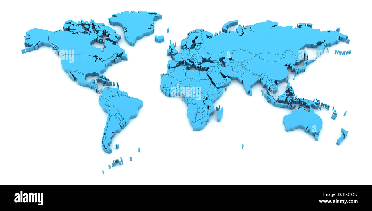 World map country borders hi-res stock photography and images - Alamy