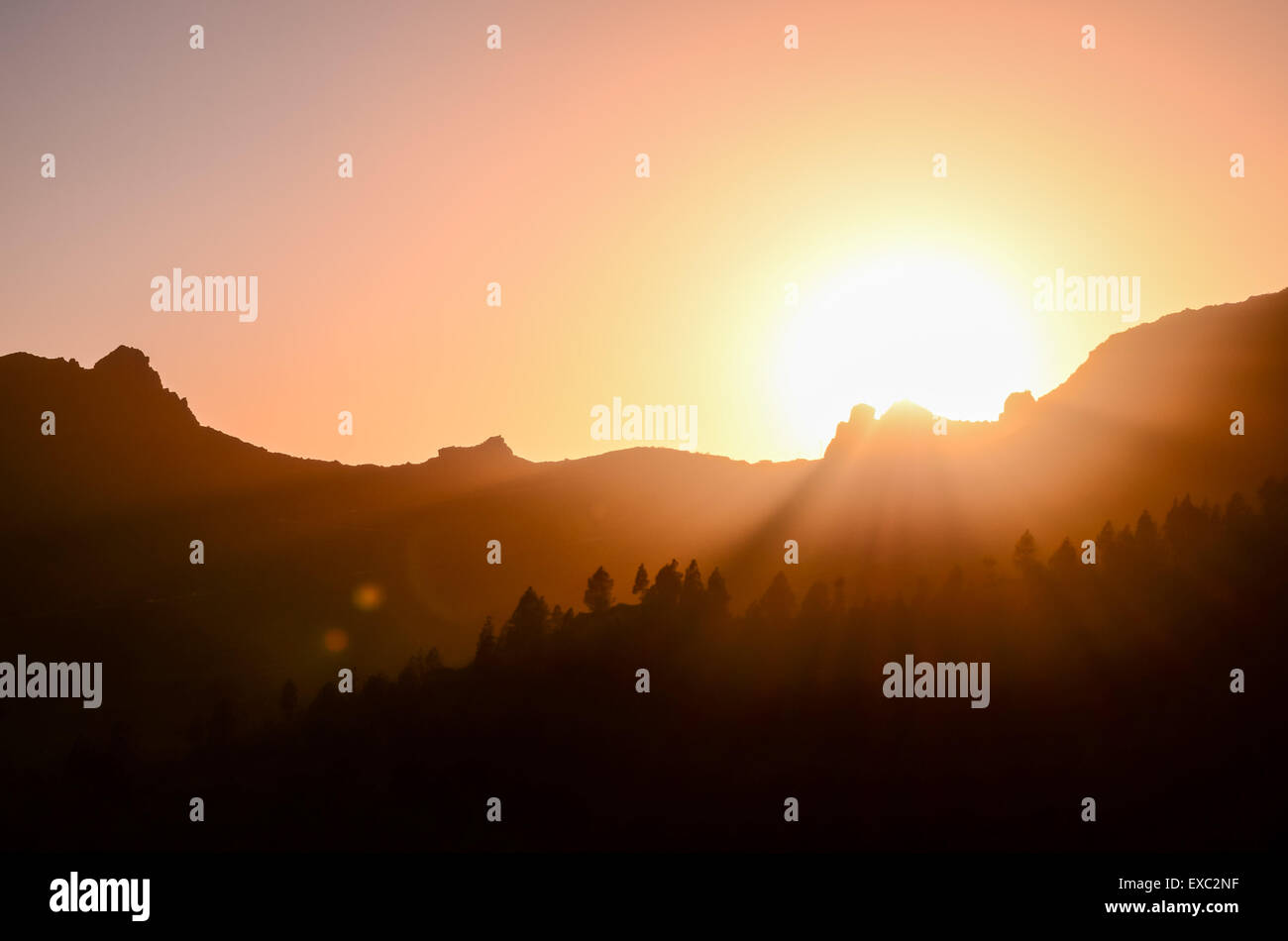 Orange Sun Setting Stock Photo - Alamy