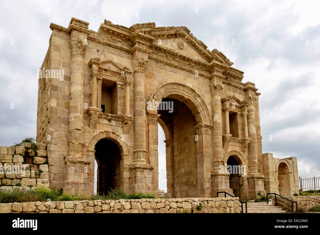 The Arch of Hadrian in Jeresh, Jordan - Jerash is the site of the ruins ...