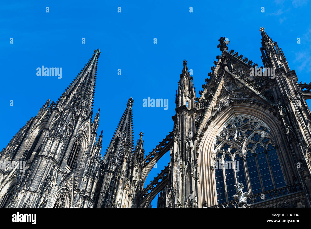 Cologne Cathedral low angle view from the side with blue sky Stock ...