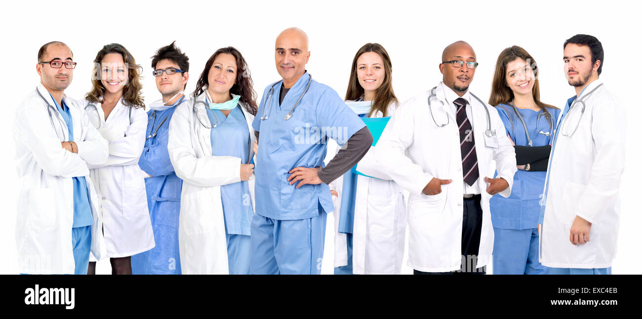 Group of doctors isolated in a white background Stock Photo - Alamy
