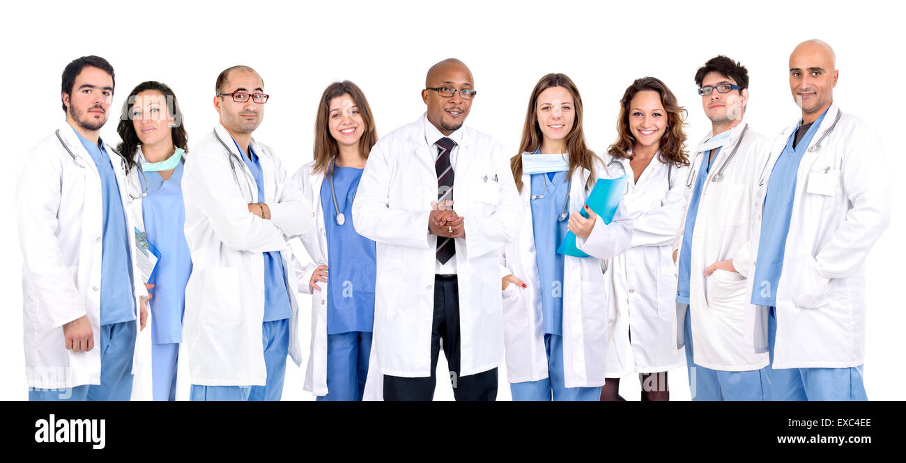 Group of doctors isolated in a white background Stock Photo - Alamy