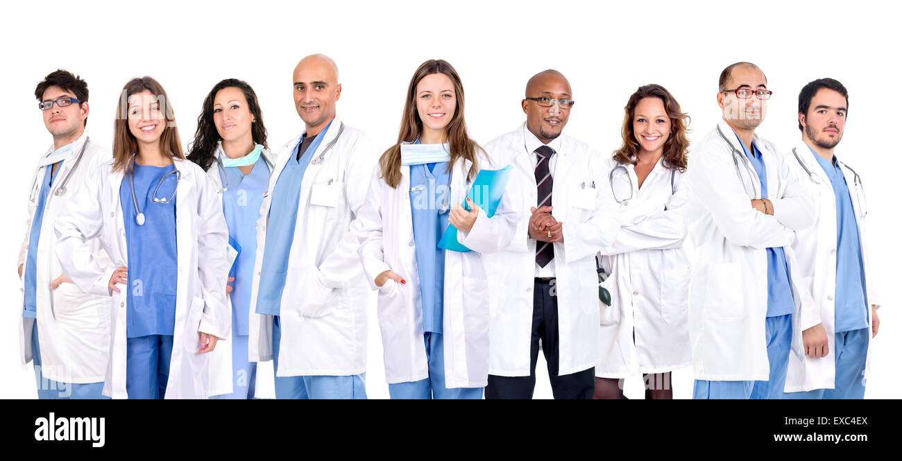 Group of doctors isolated in a white background Stock Photo - Alamy
