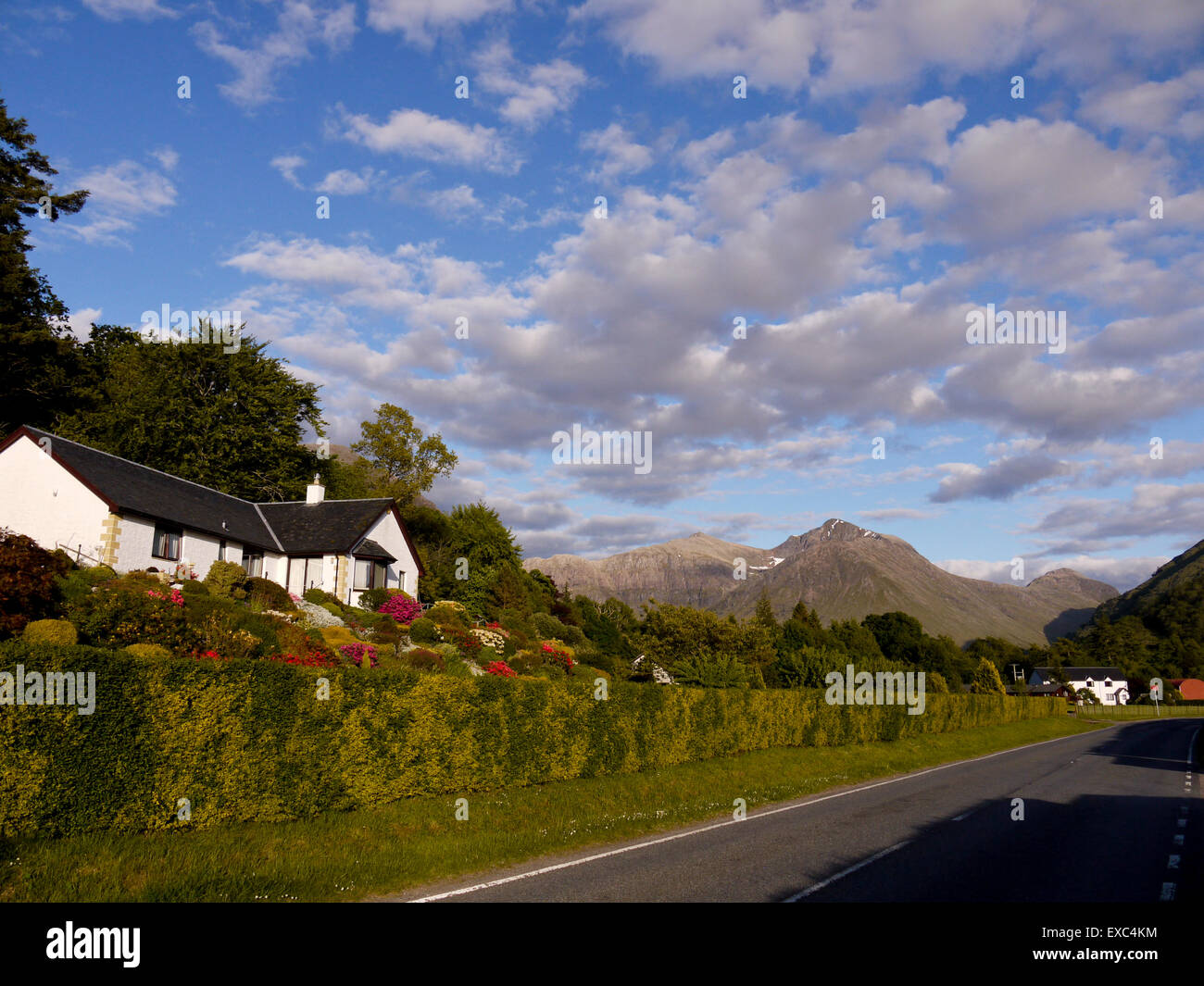 Looking towards Glencoe and mountains from Invercoe, Argyll, Scotland ...