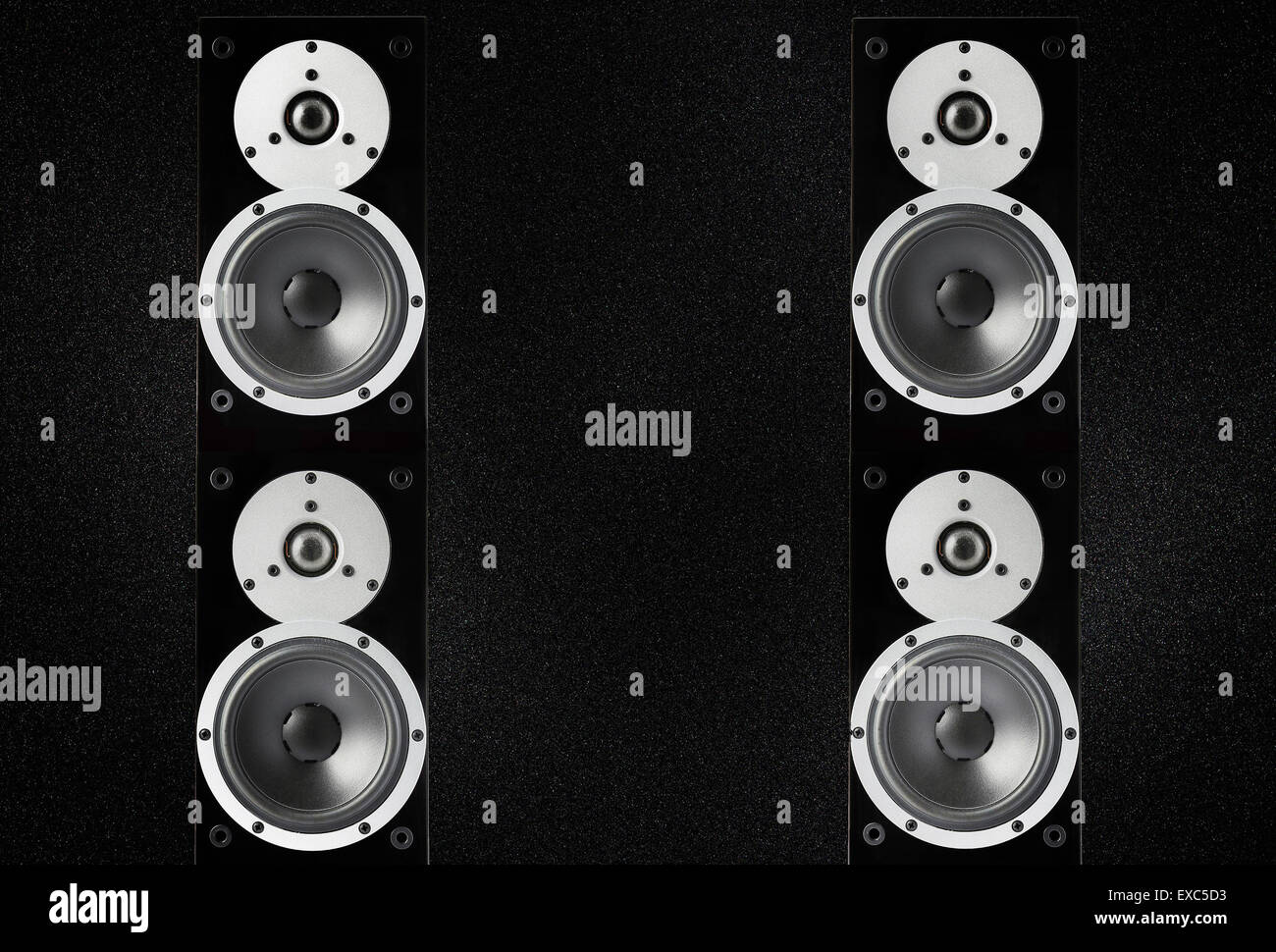 Pair of loudspeakers on abstract space background Stock Photo - Alamy