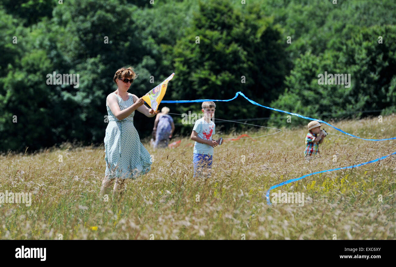 Children Flying Kites Park Stock Photos & Children Flying Kites Park ...