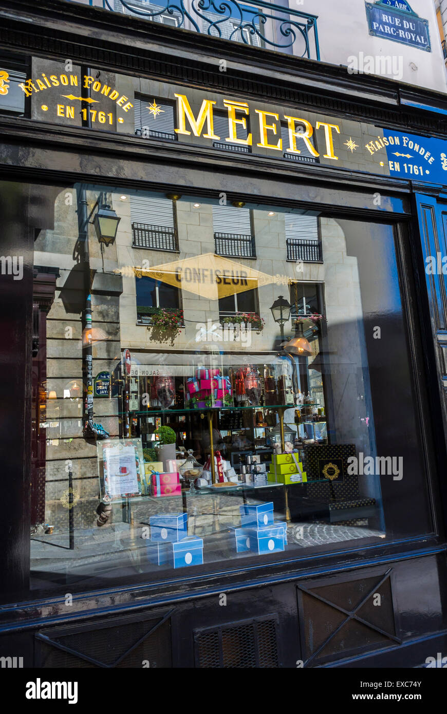Paris, France, Shopping in the Marais District. Old French Store Front ...