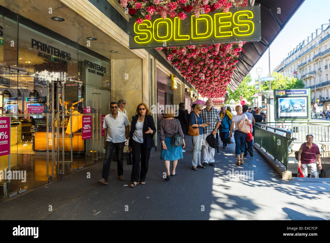 Paris, France, Crowd People Shopping Outside Le Printemps French ...