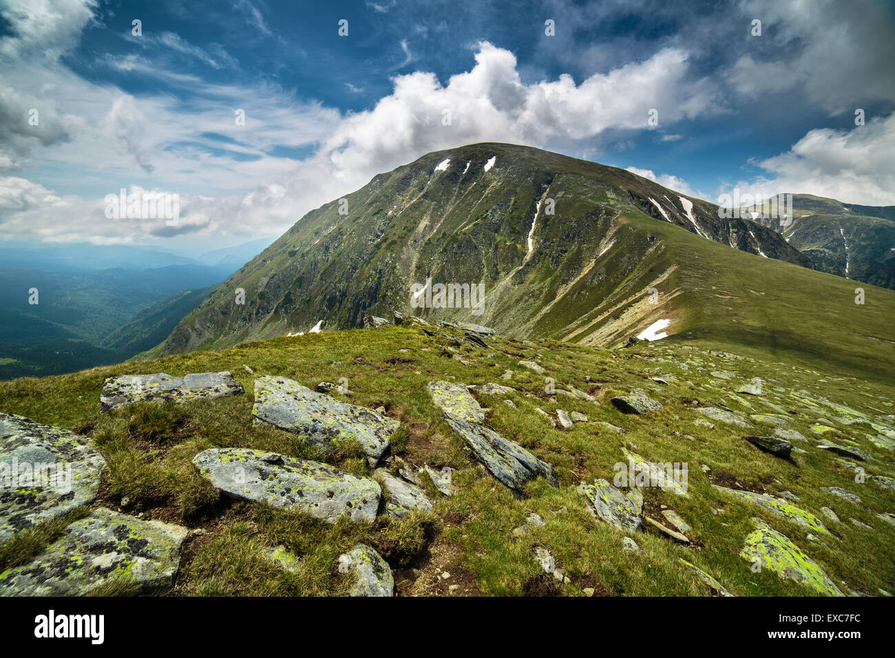 Landscape with Parang mountains in a beautiful day, wide angle Stock ...