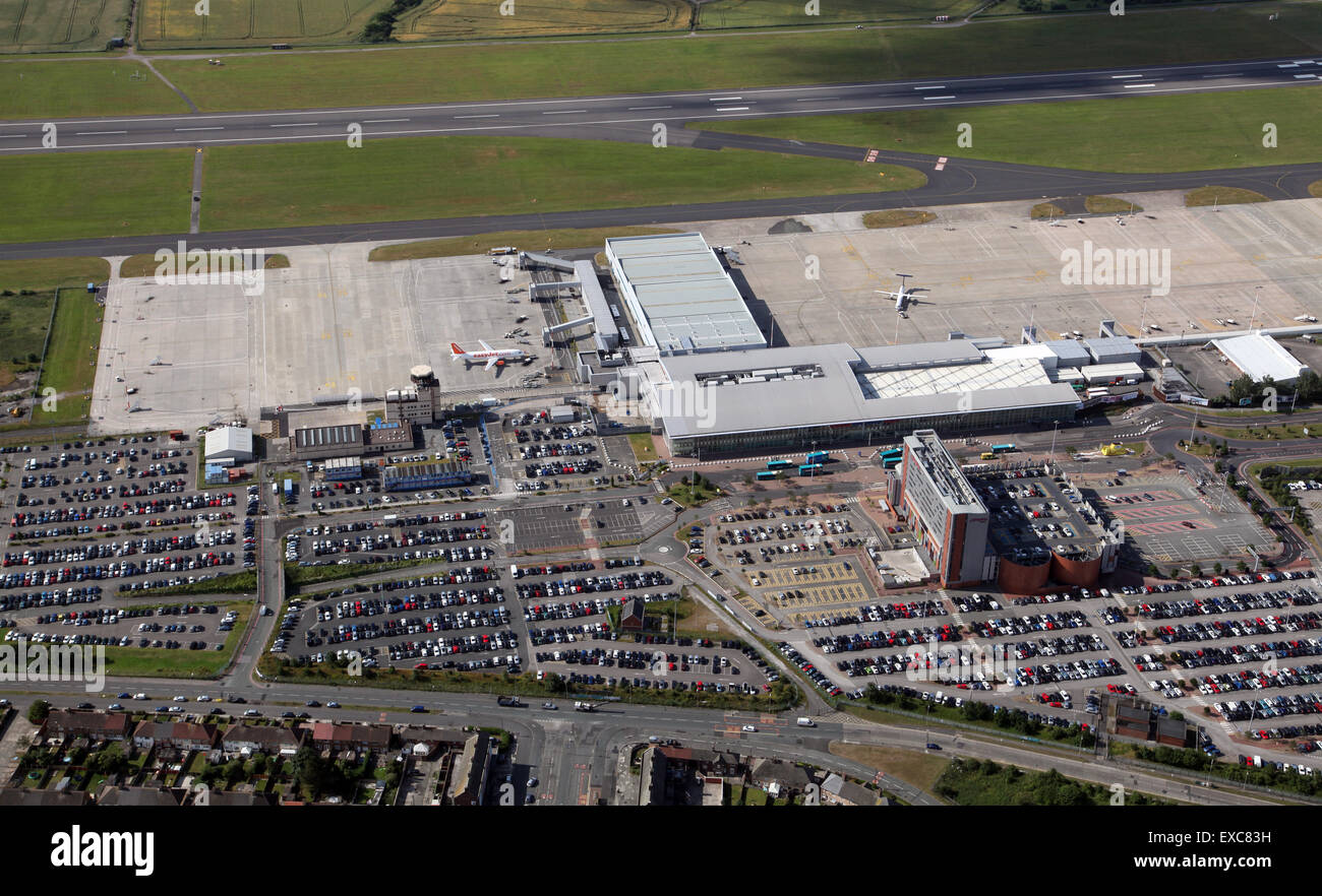 aerial view of Liverpool John Lennon Airport terminal buildings ...