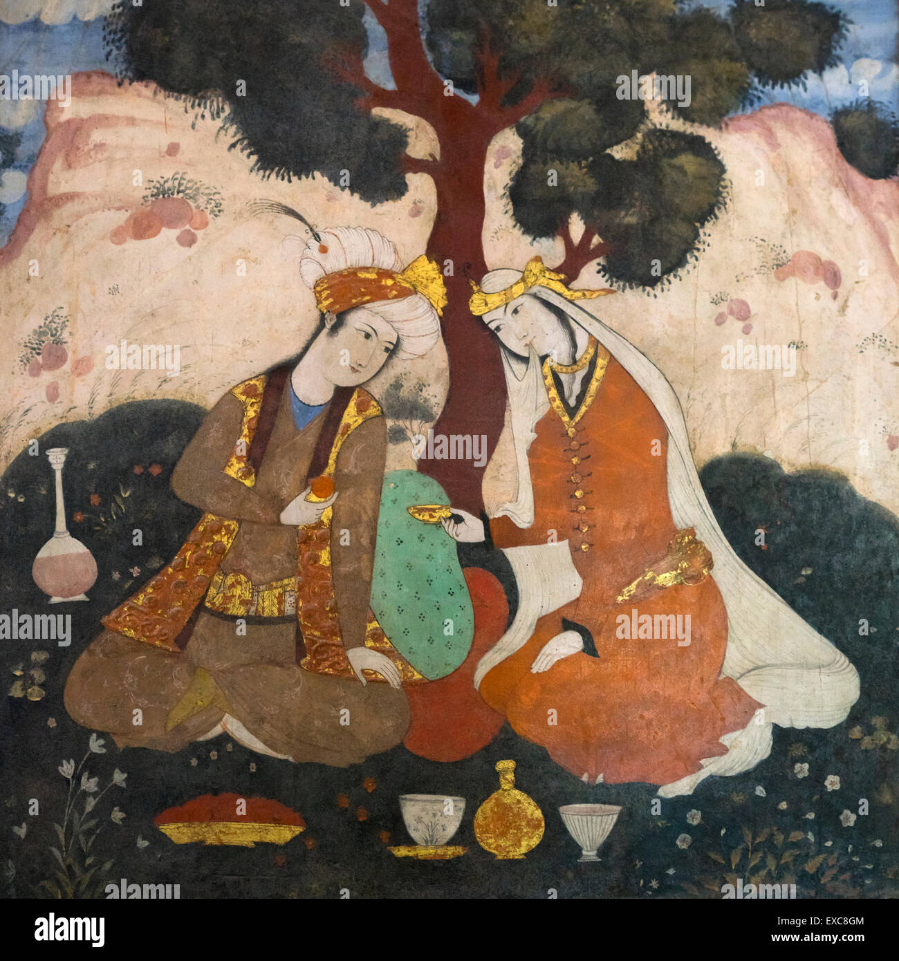 Colorful Mural Painting In Hasht Behesht Palace , Isfahan Province ...