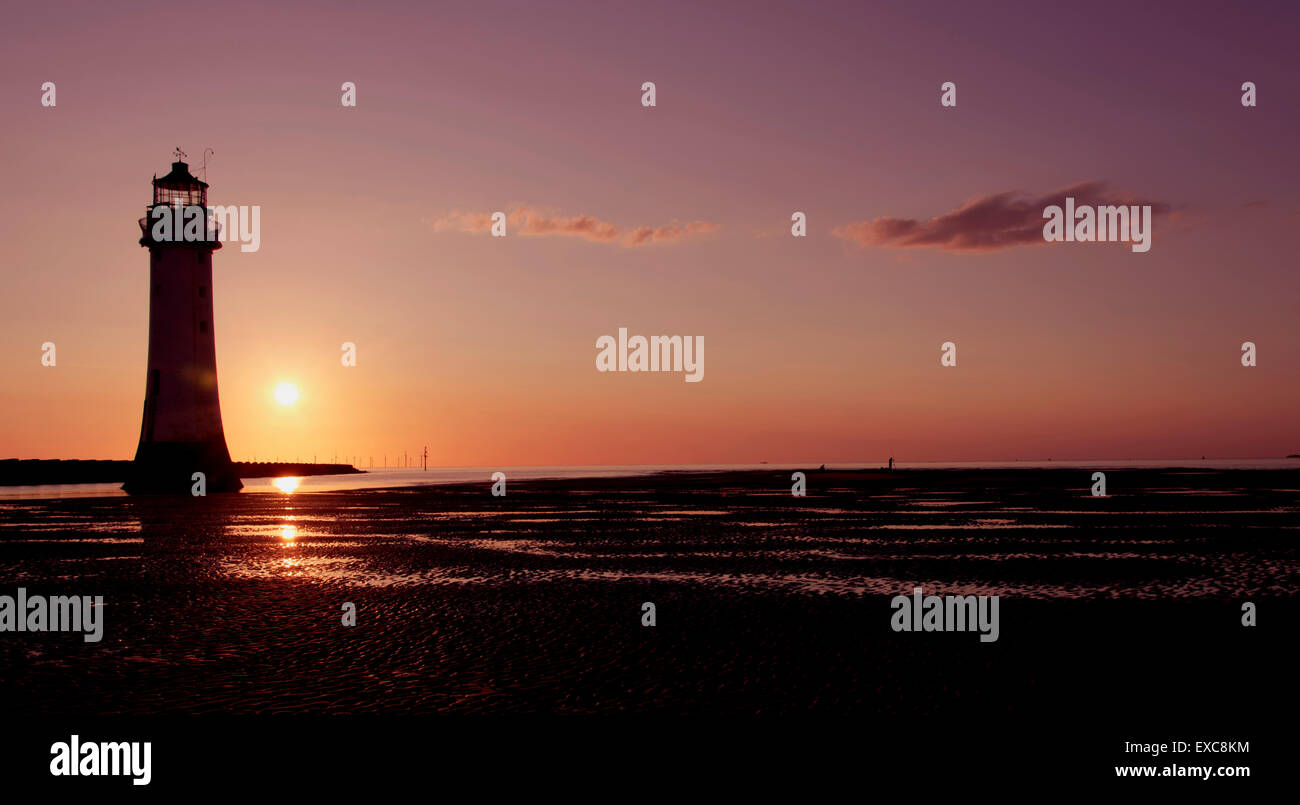 Perch Rock Lighthouse at Sunset New Brighton The Wirral Merseyside UK ...
