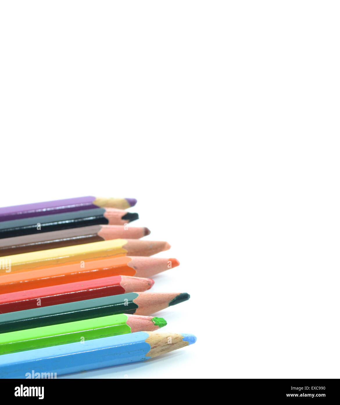 Colorful Color pencil on White Background Stock Photo - Alamy