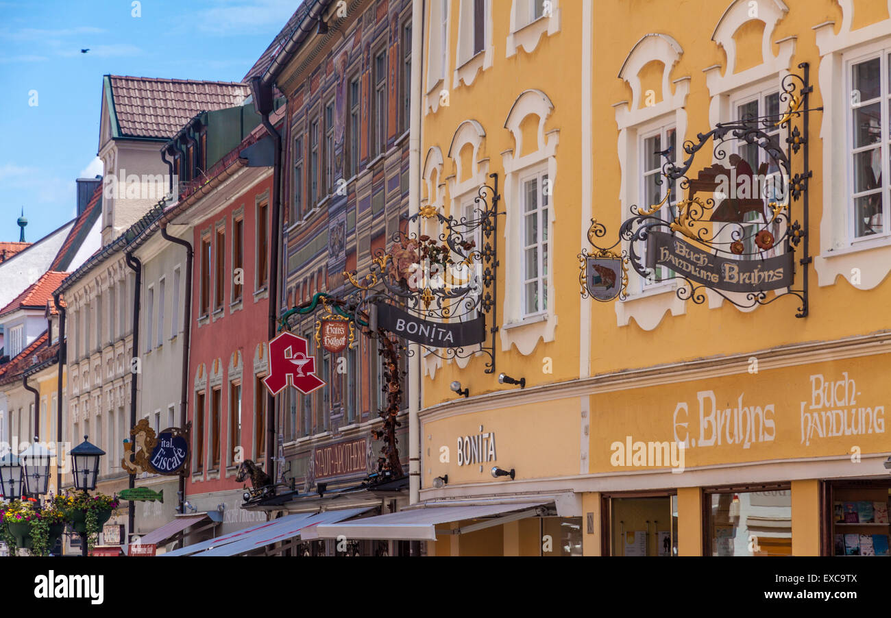 Ancient buildings in Fussen, an old town in Bavarian Alps, Germany ...