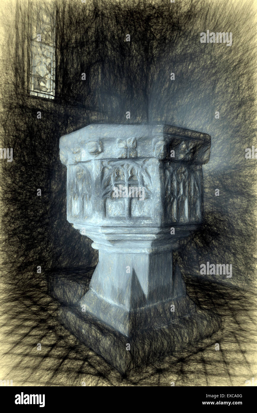 Digitally created sketch of a Church Font Stock Photo - Alamy