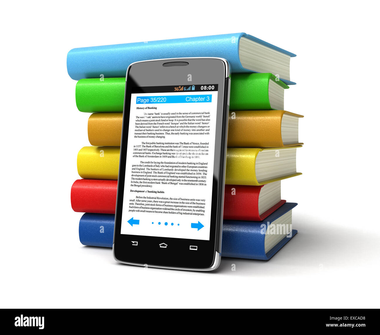 Touchscreen smartphone and Business Books (clipping path included Stock ...