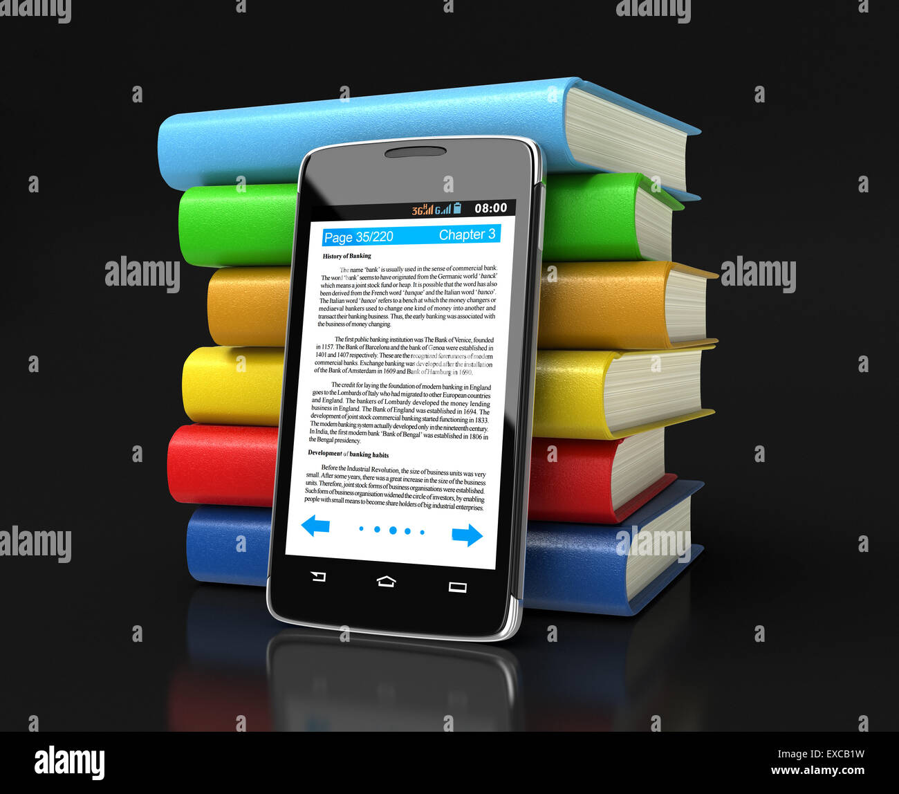 Touchscreen smartphone and Business Books (clipping path included Stock ...