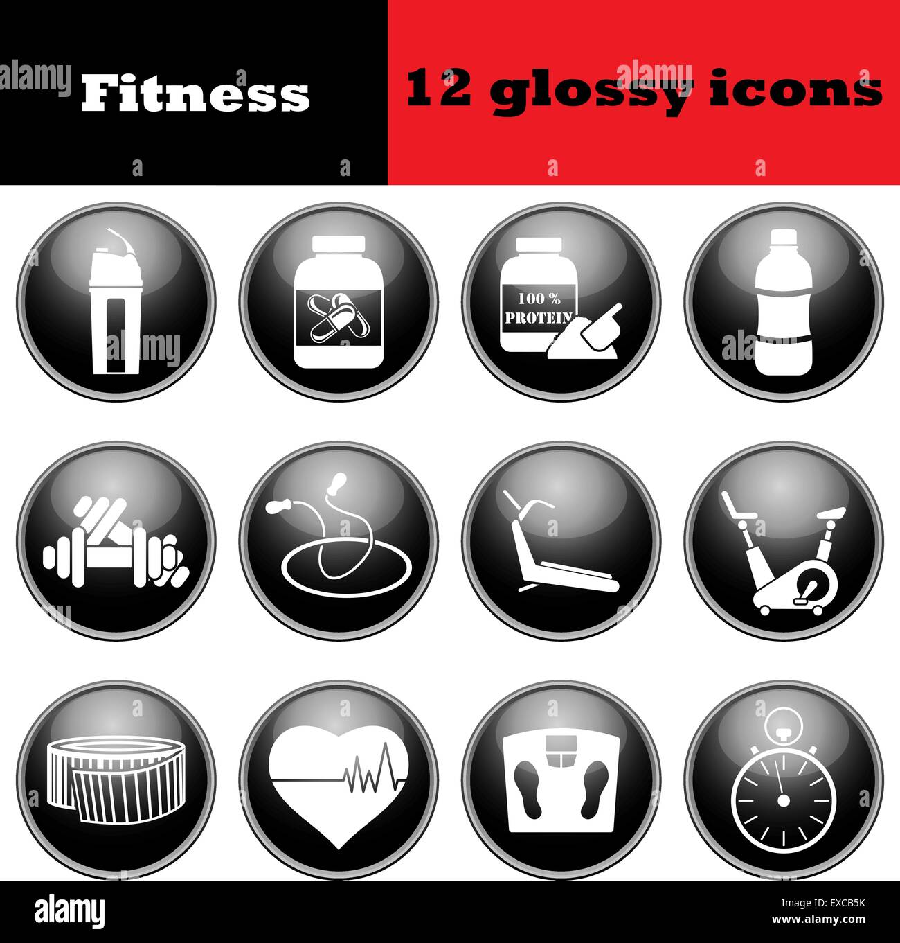 Set of fitness glossy icons. EPS 10 vector illustration Stock Vector ...