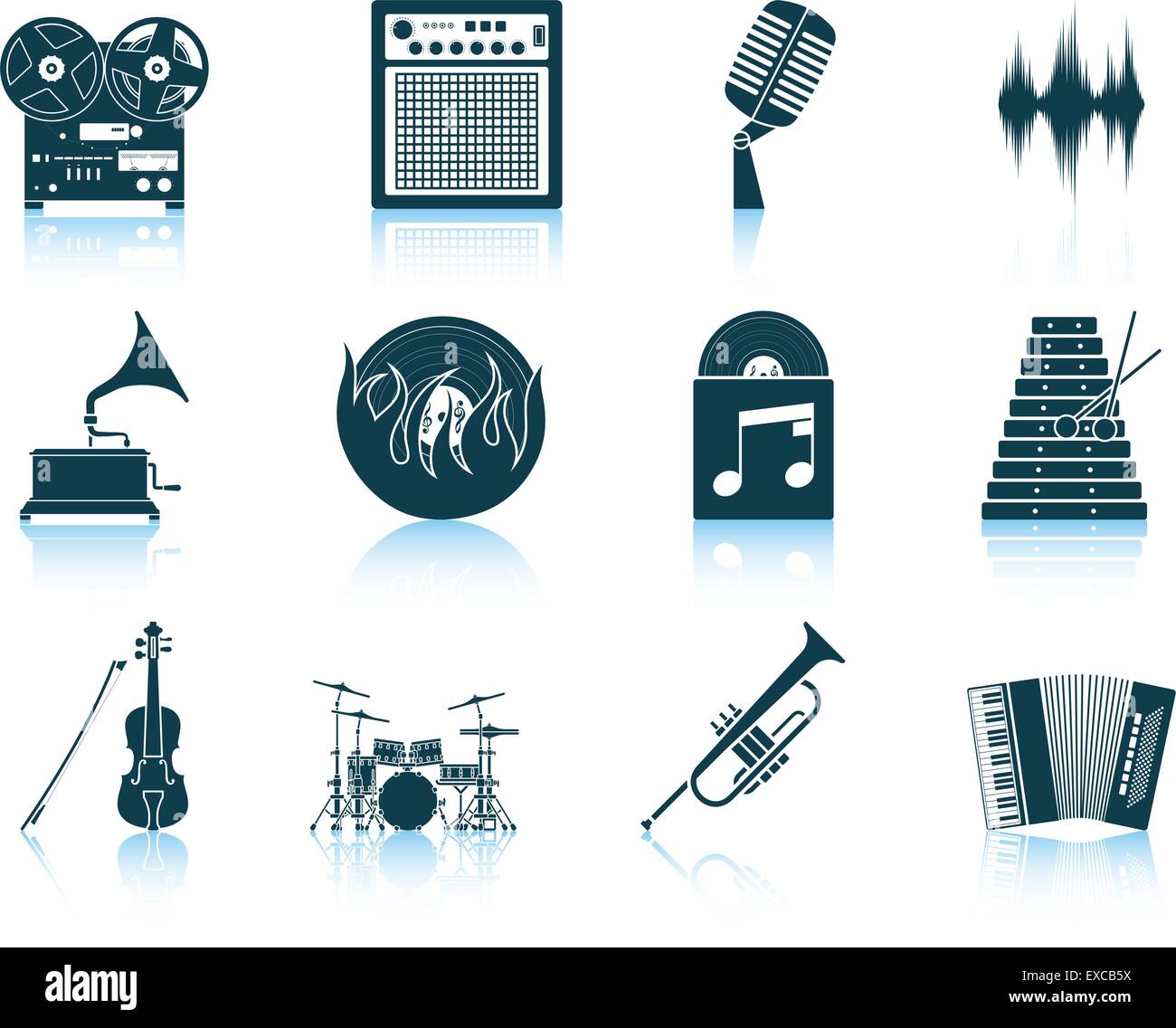 Set of musical icons. EPS 10 vector illustration without transparency ...