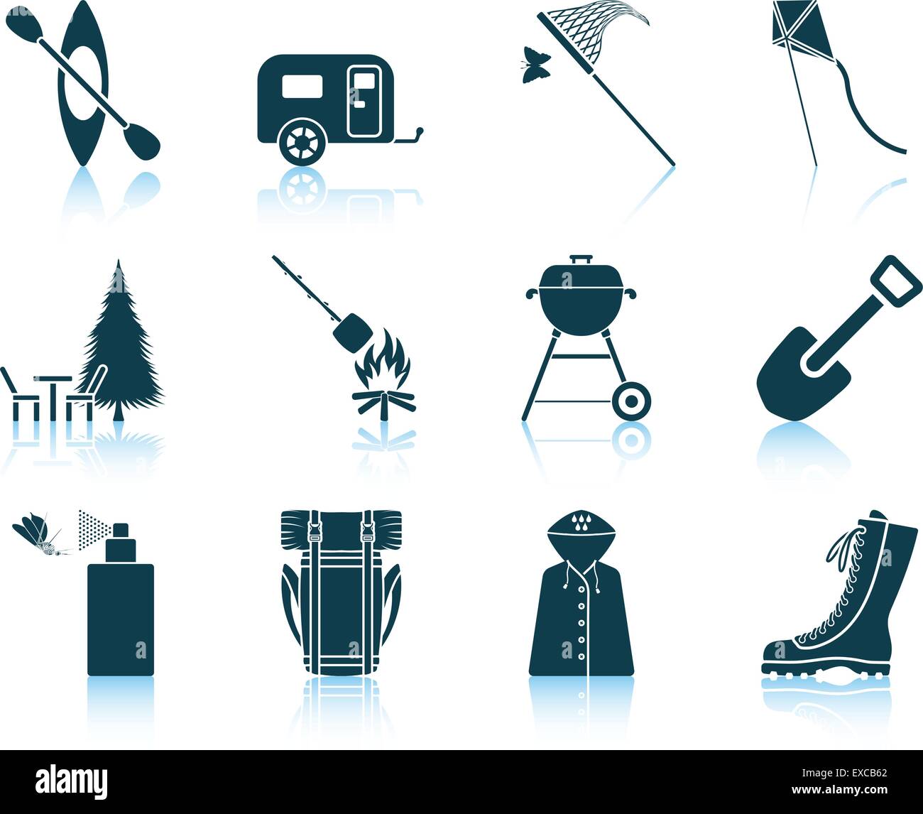 Set of camping icons. EPS 10 vector illustration without transparency ...