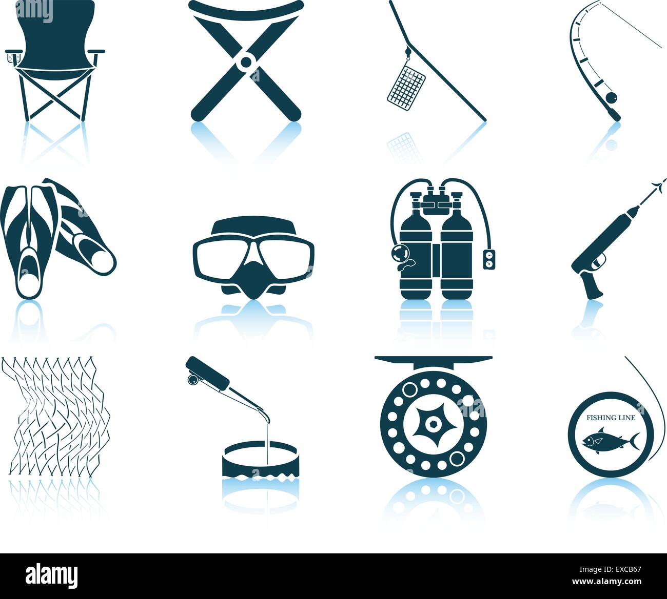 Set of fishing icons. EPS 10 vector illustration without transparency ...
