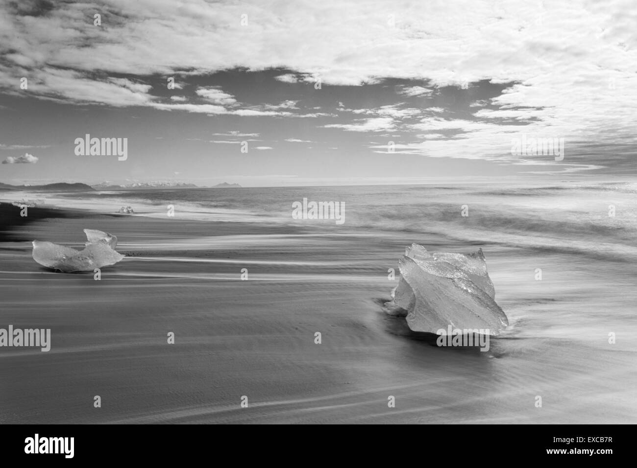 Romantic beach sunset on Black and White Stock Photos & Images - Alamy