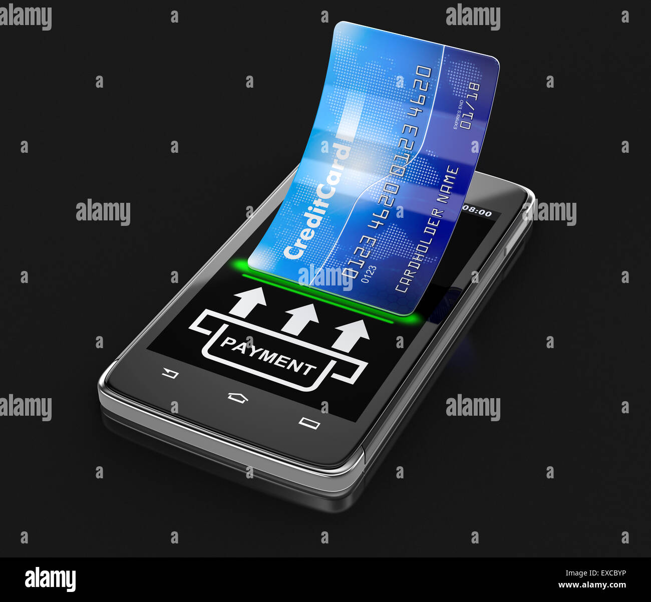 Touchscreen smartphone with credit card (clipping path included Stock Photo - Alamy