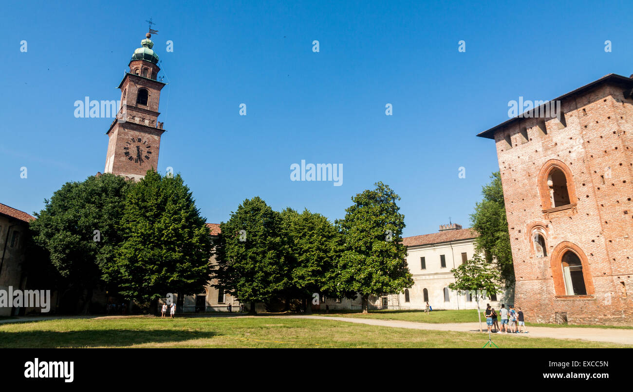 The Bramante clock tower in the Visconti-Sforza castle of Vigevano ...